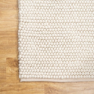 The Indoor Store - Hand Knitted Chunky Wool Loops Area Rug, Ivory/off ...