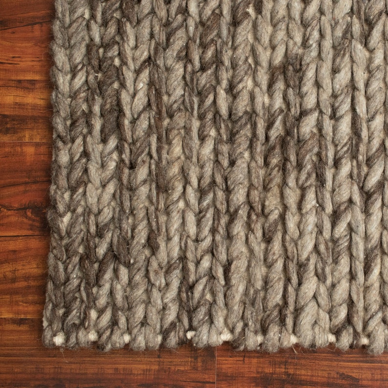 The Indoor Store Hand-knitted Chunky Wool Indoor Area Rug - Etsy