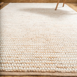 The Indoor Store - Hand Woven Jute Chunky Wool Rug, Ivory/off-white ...
