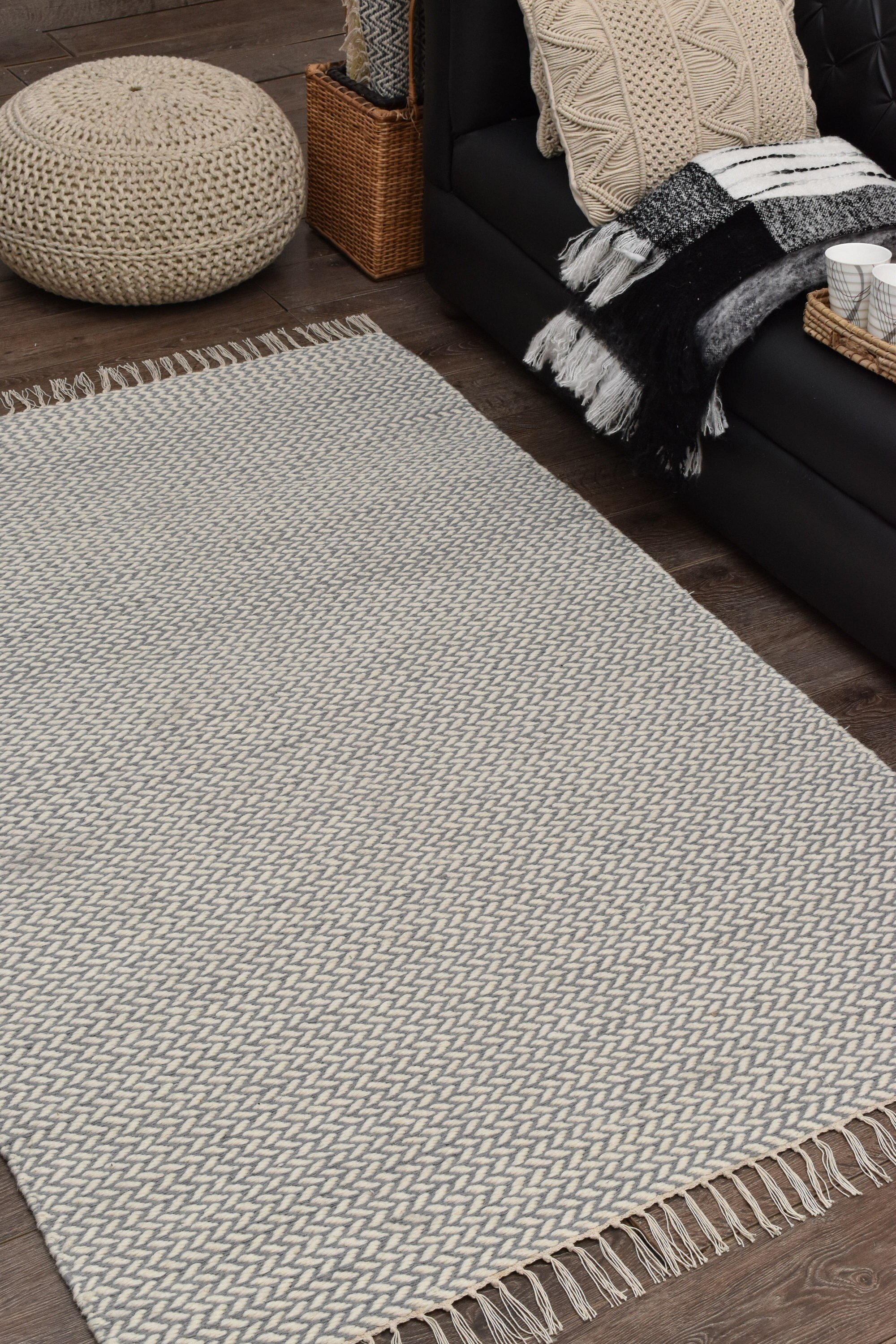 The Indoor Store Hand Woven Wool Area Rug Herringbone - Etsy