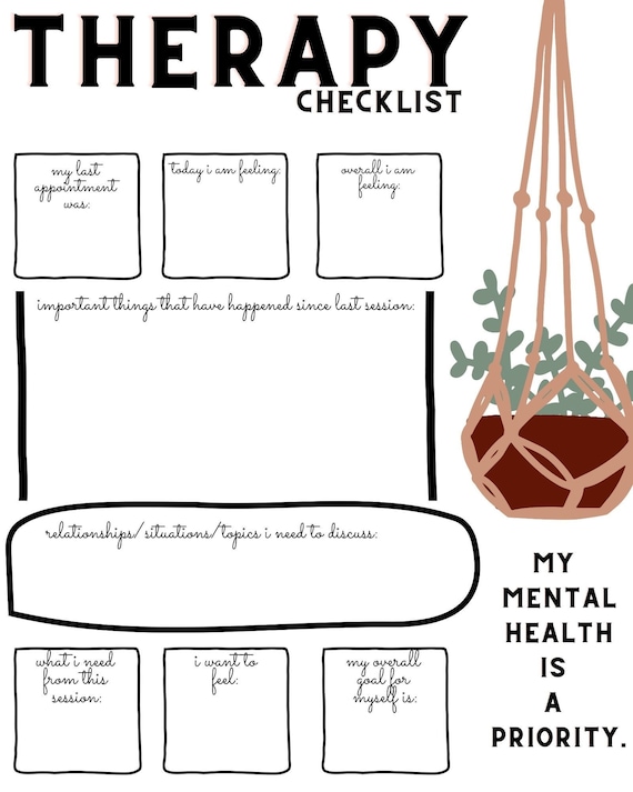 Therapy Checklist | Etsy