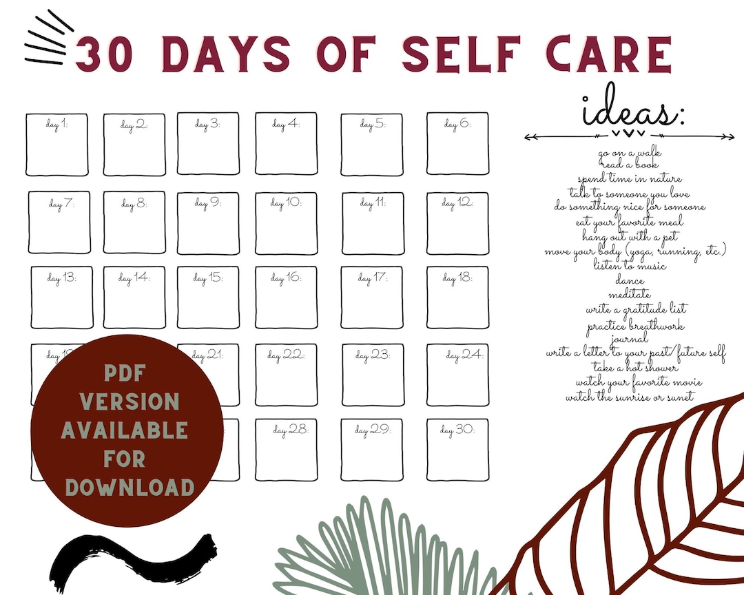 Self Care Worksheet - Etsy