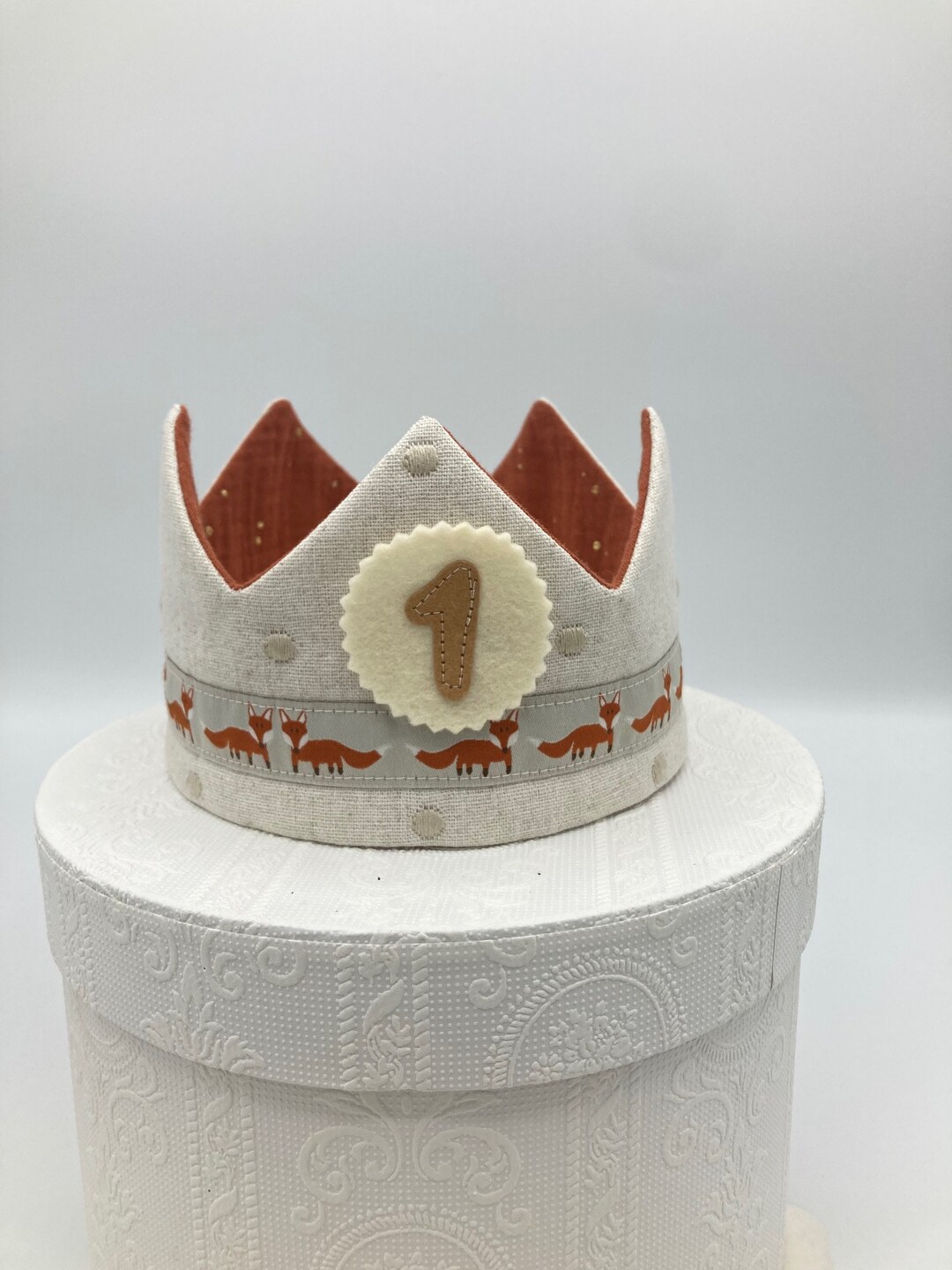 Beige Birthday Crown With Little Vixen or Gold Pennant Chain - Etsy