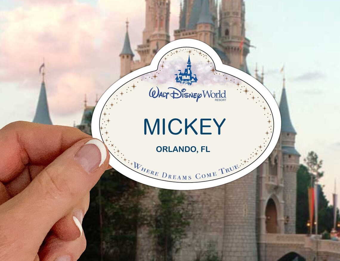 Custom Made Disney World Nametag Sticker Disney Cast Member | Etsy