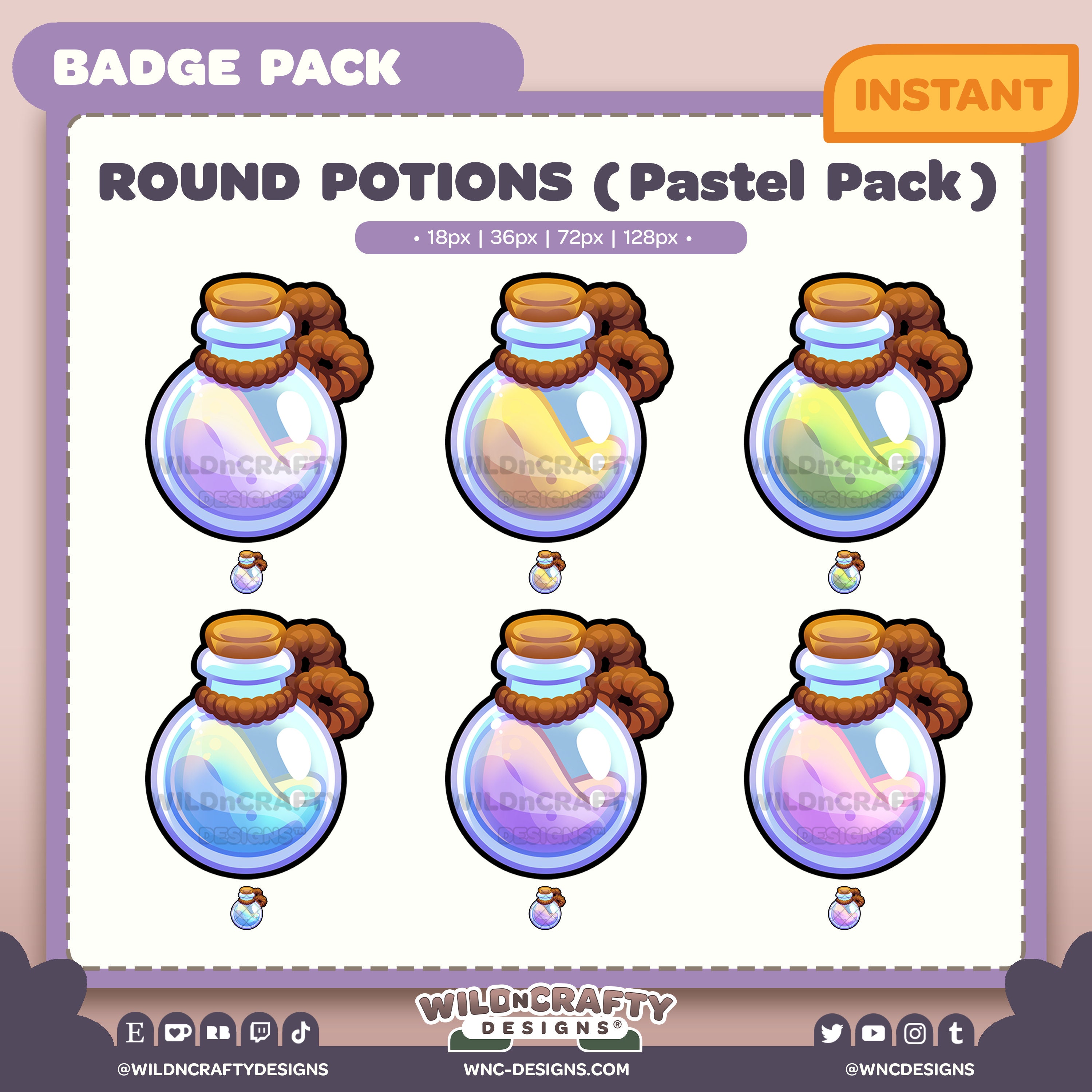 Round Potion Badges mega Pack Twitch Badges Youtube Badges Discord ...
