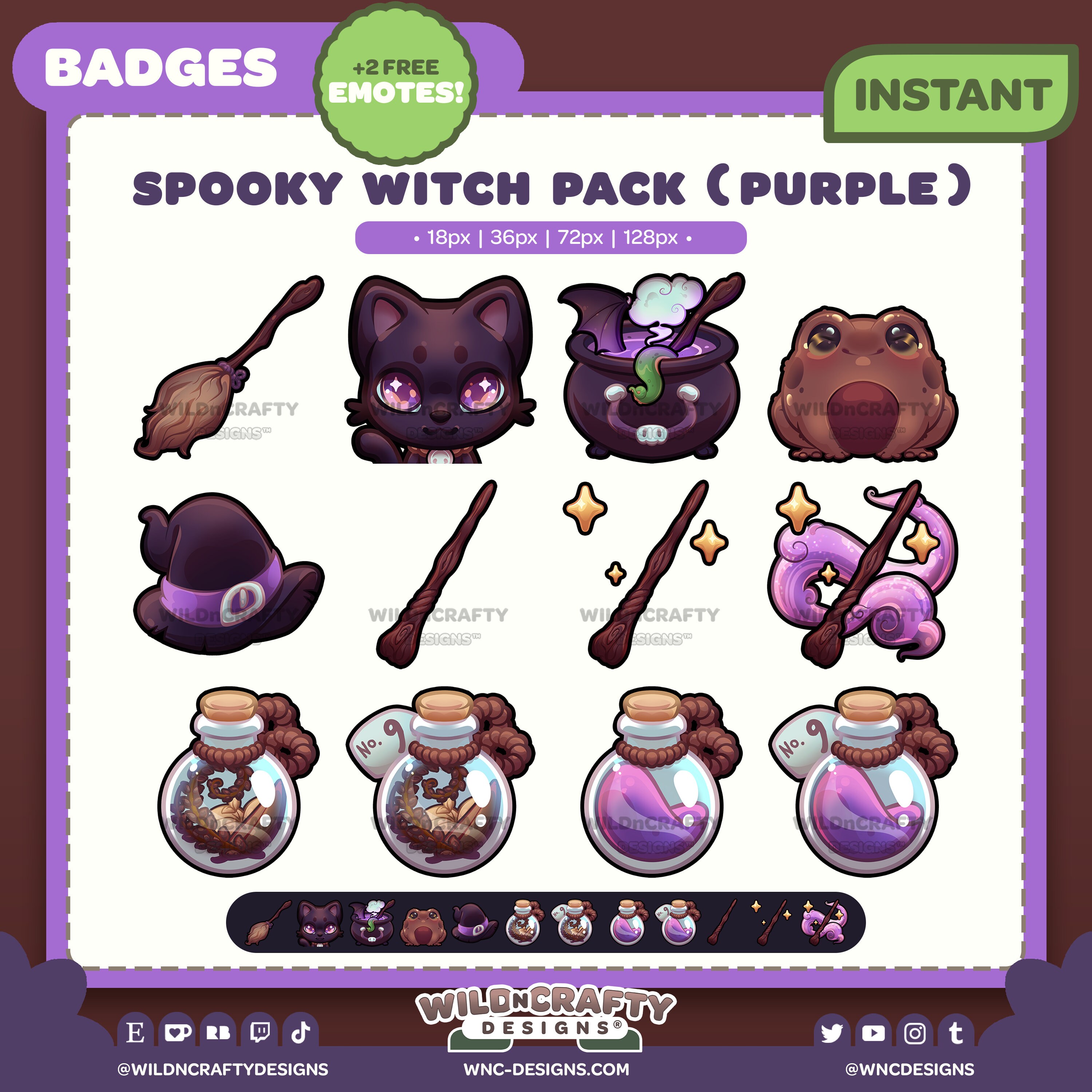 Cute & Spooky Witch Badges Pack Twitch Badges Youtube Badges Discord ...