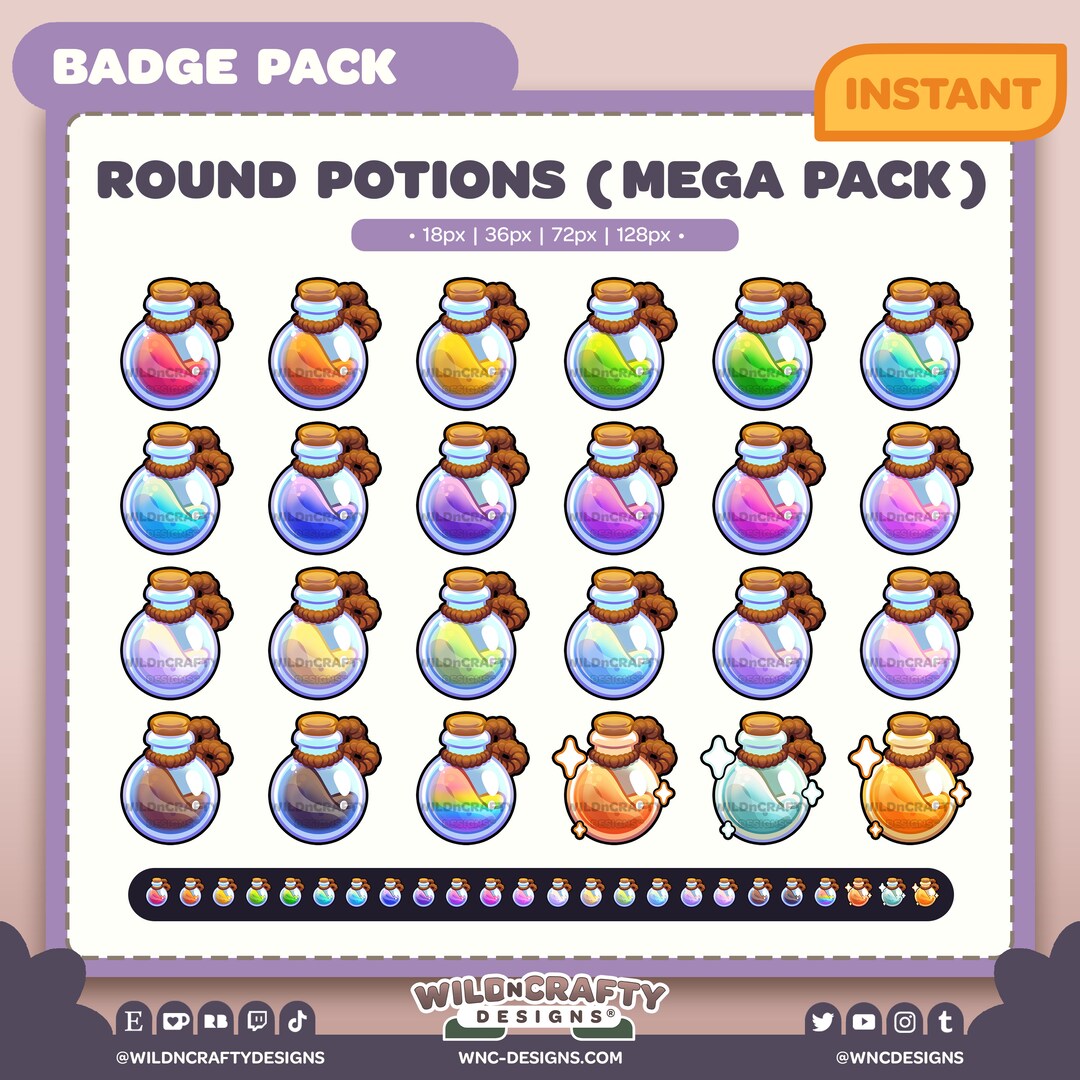 Round Potion Badges mega Pack Twitch Badges Youtube Badges Discord ...