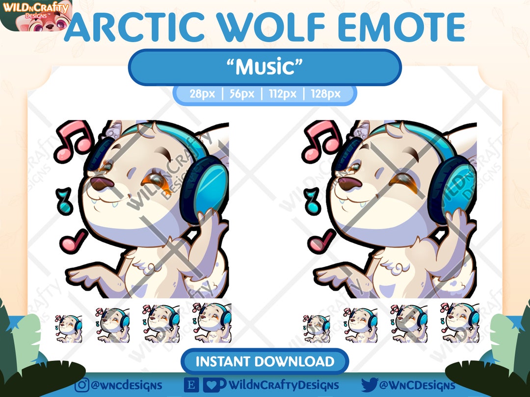 Walker Wolf arctic/white Instant Download Music Headphones Emote for ...