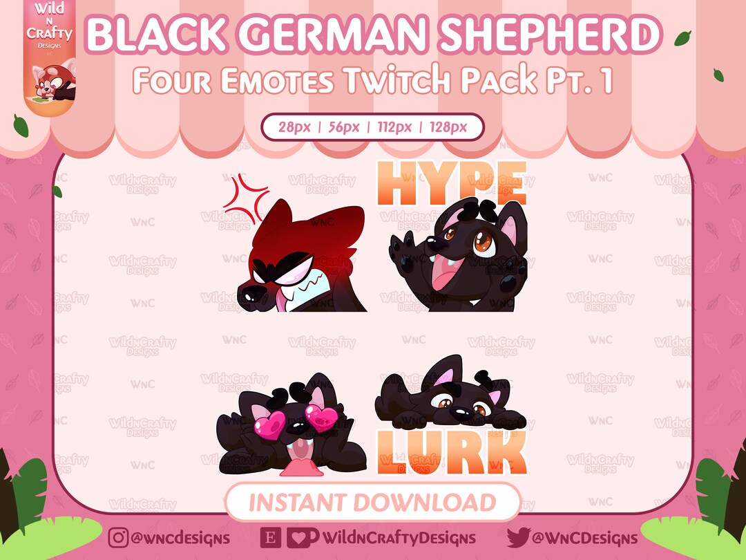 Black German Shepherd Emote Pack 1 Instant Download Twitch / Discord ...