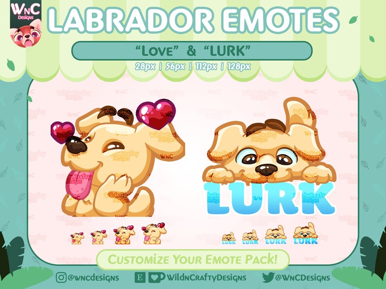 Lulu Labrador yellow Emotes Twitch / Discord / Youtube - Etsy