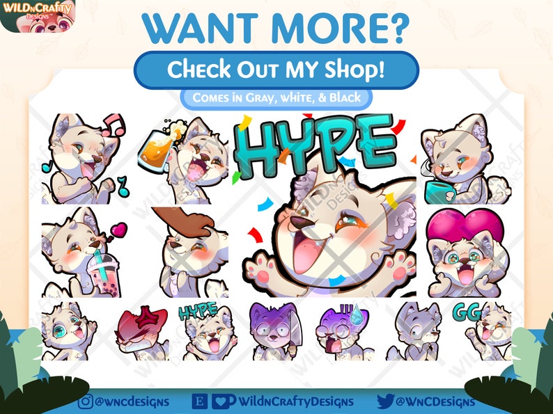 Walker Wolf arctic/white Instant Download Cheers Drink Bubble Tea Emote ...