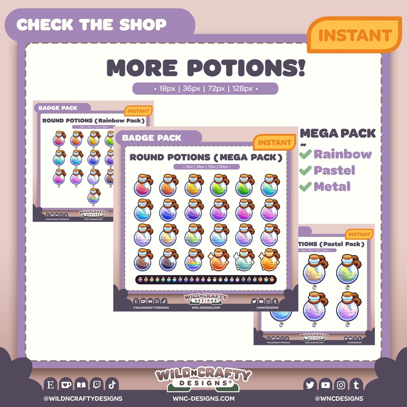Round Potion Badges mega Pack Twitch Badges Youtube Badges Discord ...