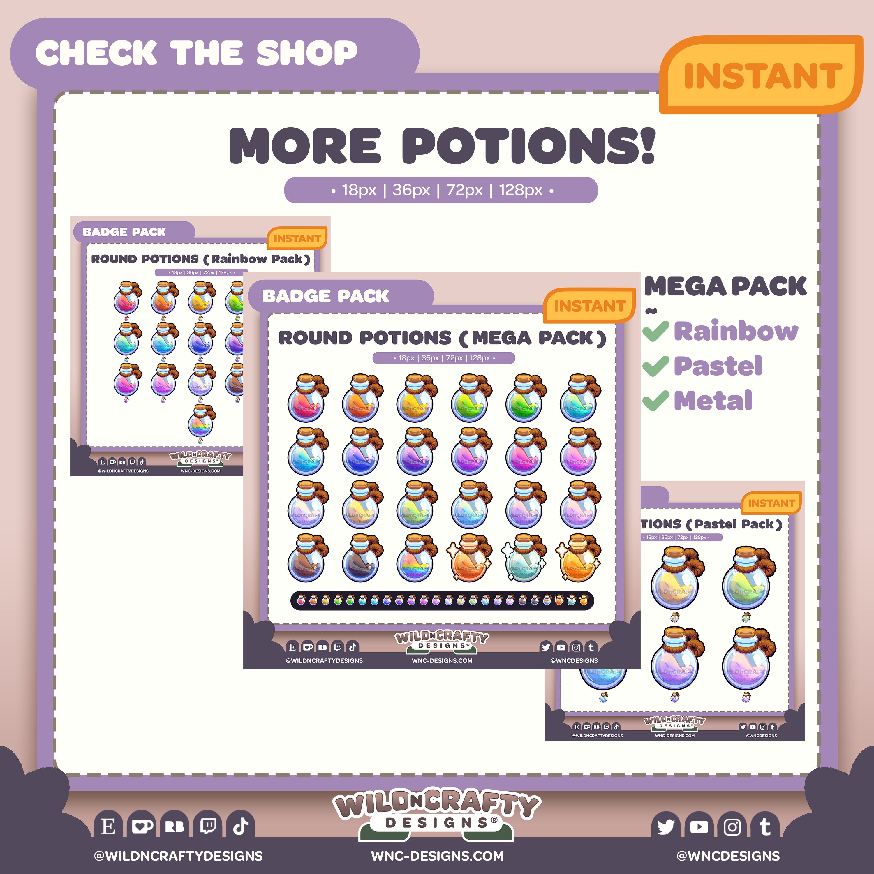 Round Potion Badges mega Pack Twitch Badges Youtube Badges Discord ...