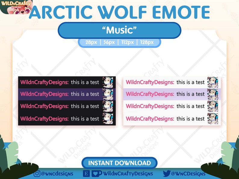 Walker Wolf Arcticwhite Instant Download Music Headphones Emote For Twitch Discord Youtube