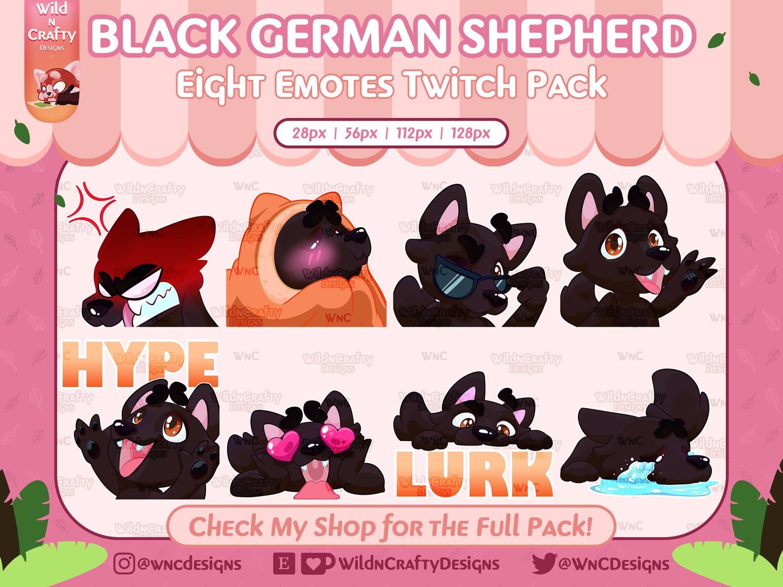 Black German Shepherd Emote Pack 1 Instant Download Twitch / Discord ...