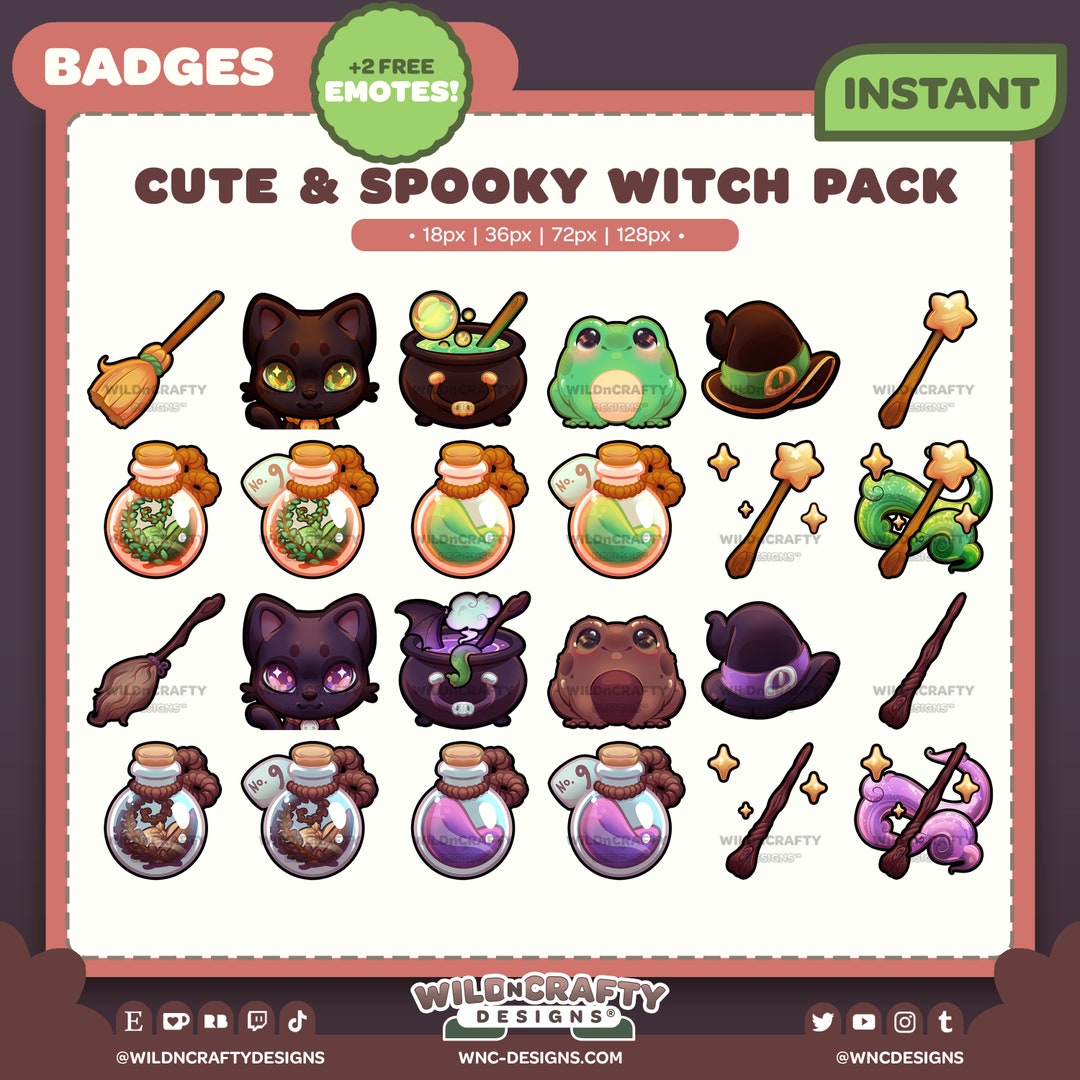 Cute & Spooky Witch Badges Pack Twitch Badges Youtube Badges Discord ...