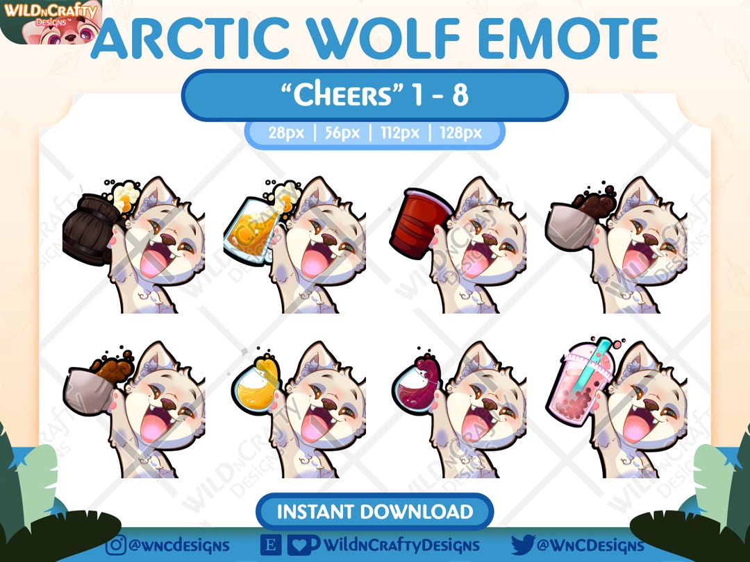 Walker Wolf arctic/white Instant Download Cheers Drink Bubble Tea Emote ...