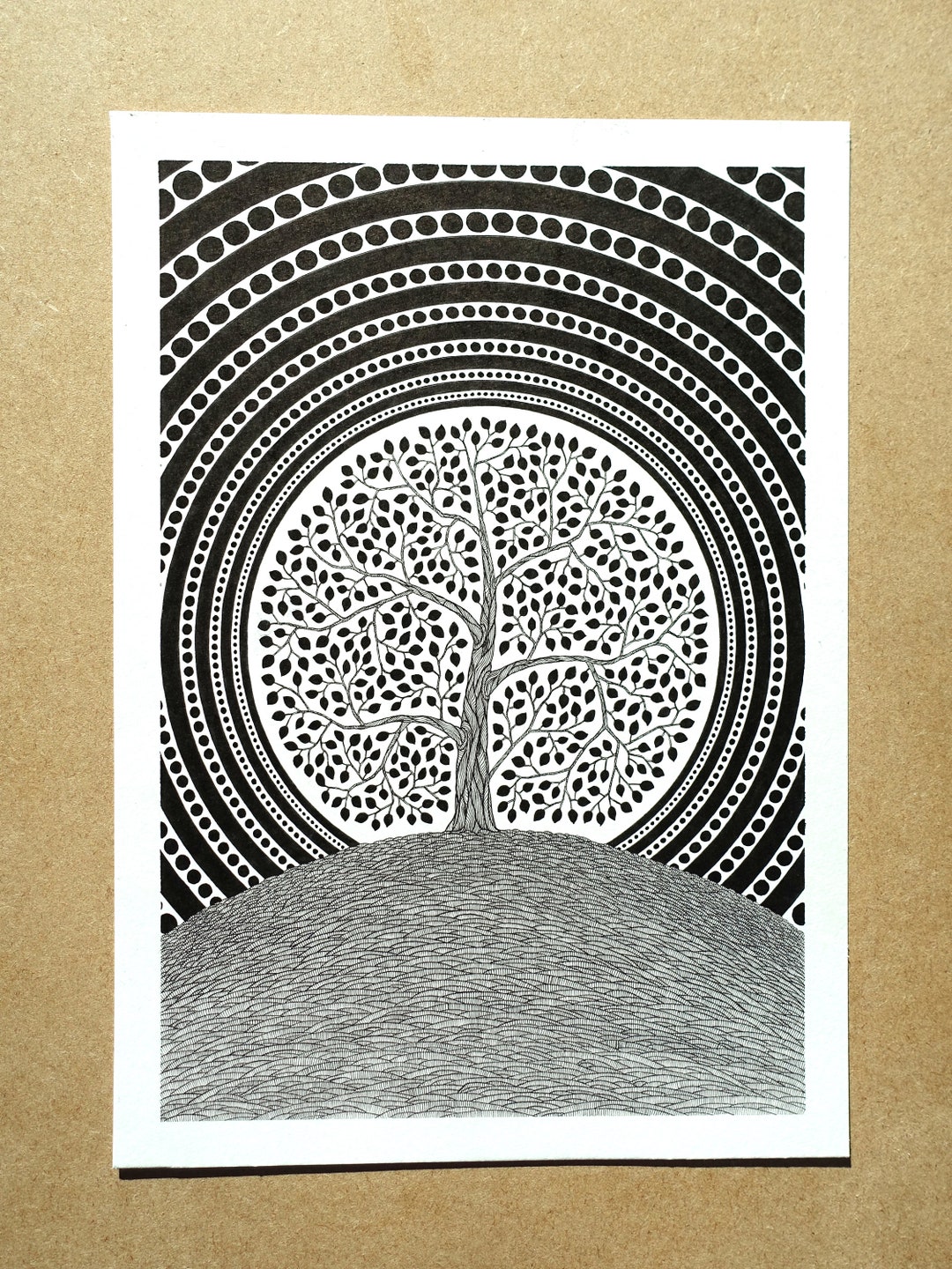 Tree at Full Moon - Pen and Ink Drawing - Original Art - Wall Art ...