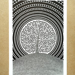 Tree at Full Moon - Pen and Ink Drawing - Original Art - Wall Art ...