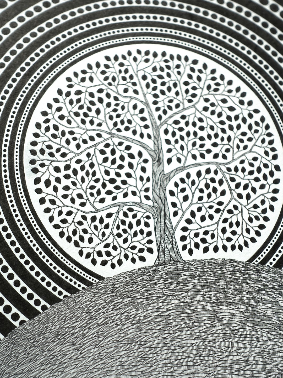 Tree at Full Moon Ink Drawing - Etsy