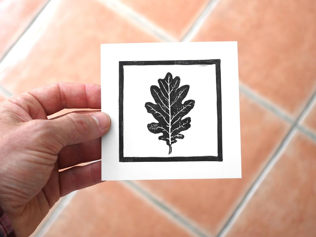 Oak Leaf Linocut Print - Original Art - Wall Art - Handmade Print ...