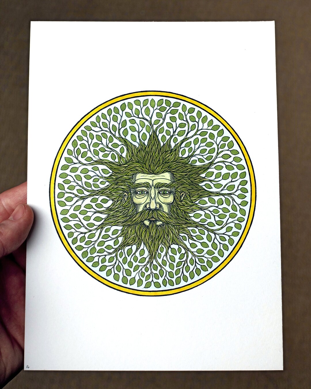 Green Man - Pen and Ink Drawing - Original Art - Wall Art - Foliate Man ...