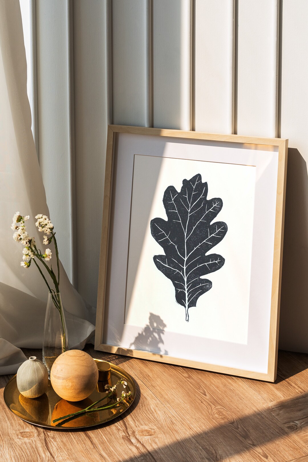 Oak Leaf Linocut Print - Original Art - 5x9" Handmade Print - Etsy