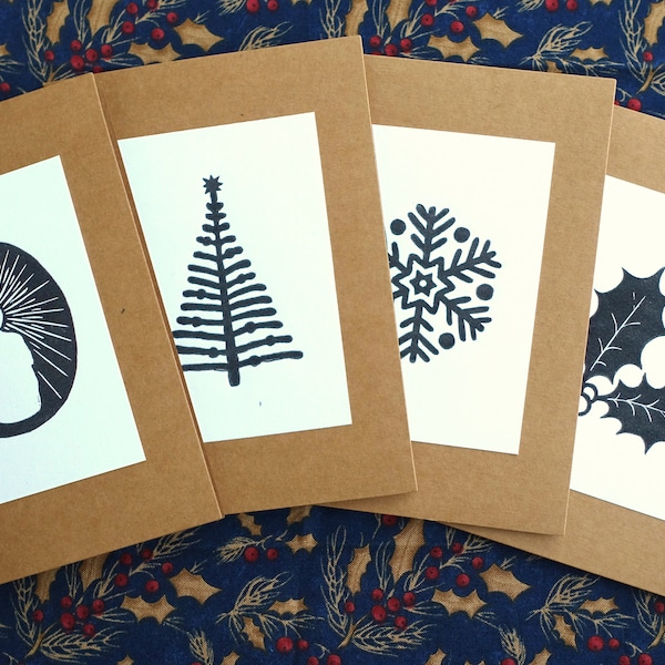 Christmas Cards Block Print - Etsy UK