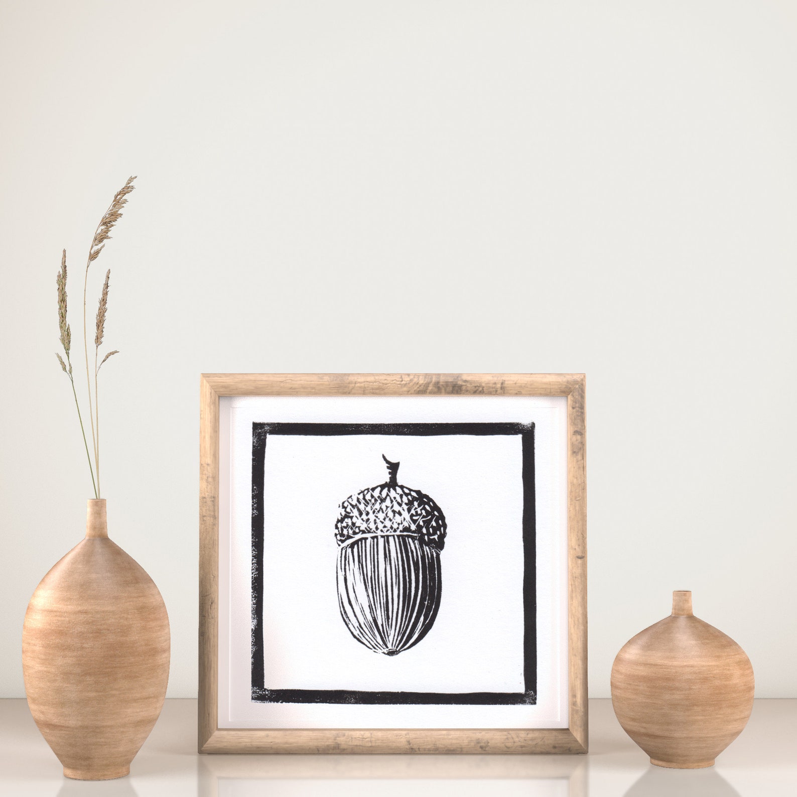 Acorn Lino Print - Etsy UK