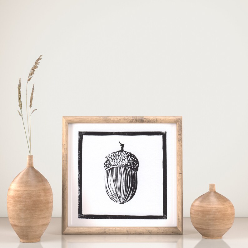 Acorn Lino Print - Etsy UK