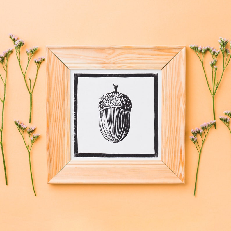 Acorn Lino Print - Etsy UK