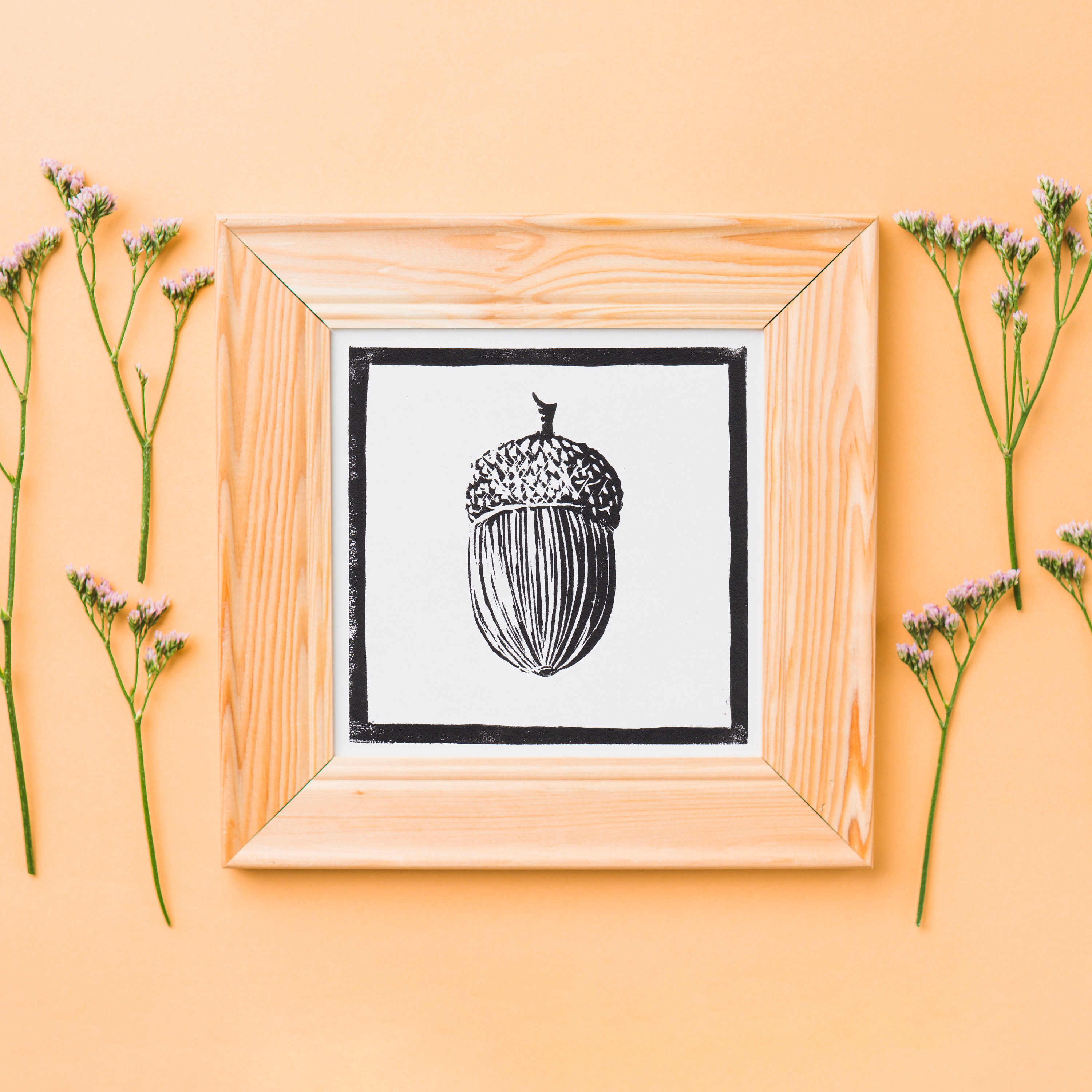 Acorn Lino Print - Etsy UK