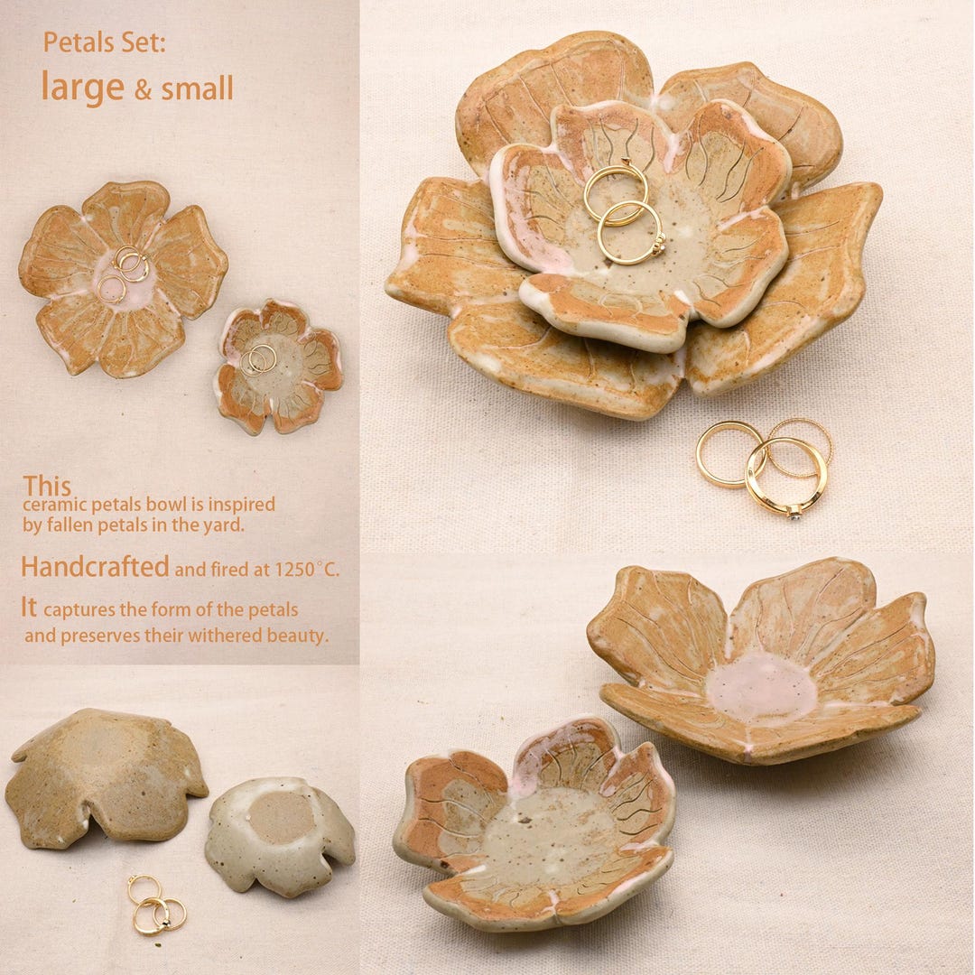 Handmade Ceramic Flower Jewelry Plate, Small Ornament, 10 Cone Firing ...