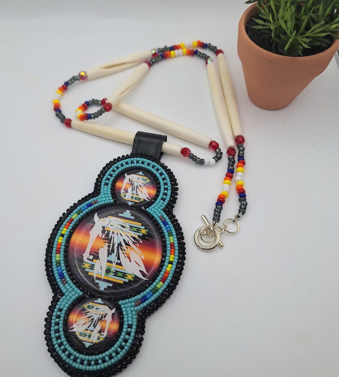 Horse Beaded Medallion Native American Medallion Indigenous Beaded ...