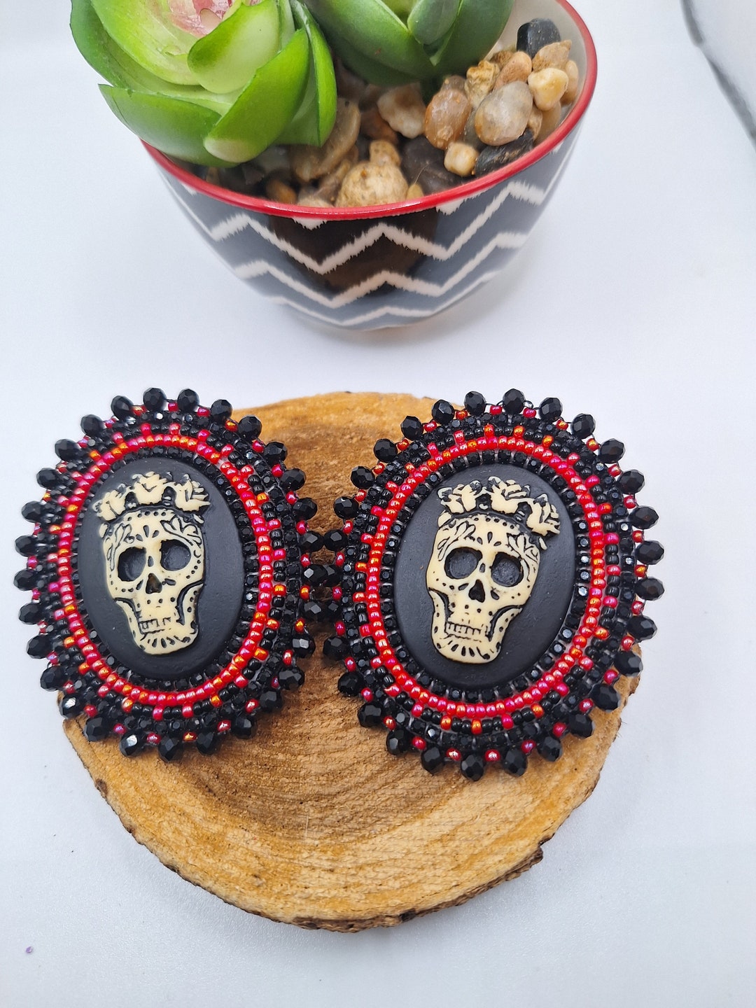 Native American Beaded Earrings, Pink Gothic Beaded Earrings, Gifts for ...