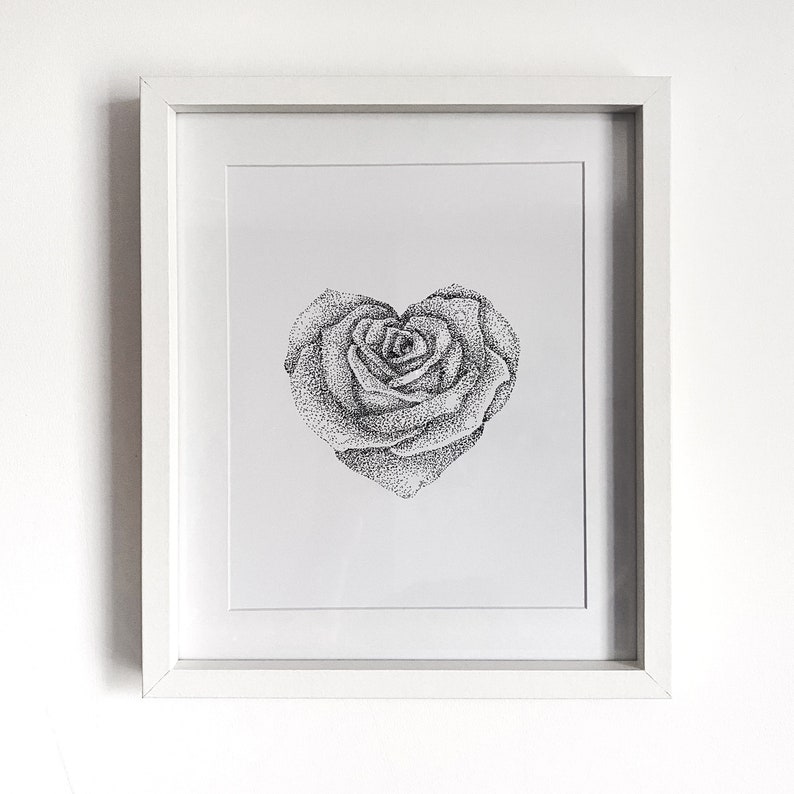 Rose Heart Pointillism Wall Art Poster Print - Etsy