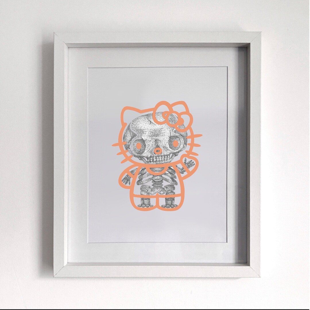 Skello Kitty Skeleton X-ray Pointillism Colour Edition - Etsy