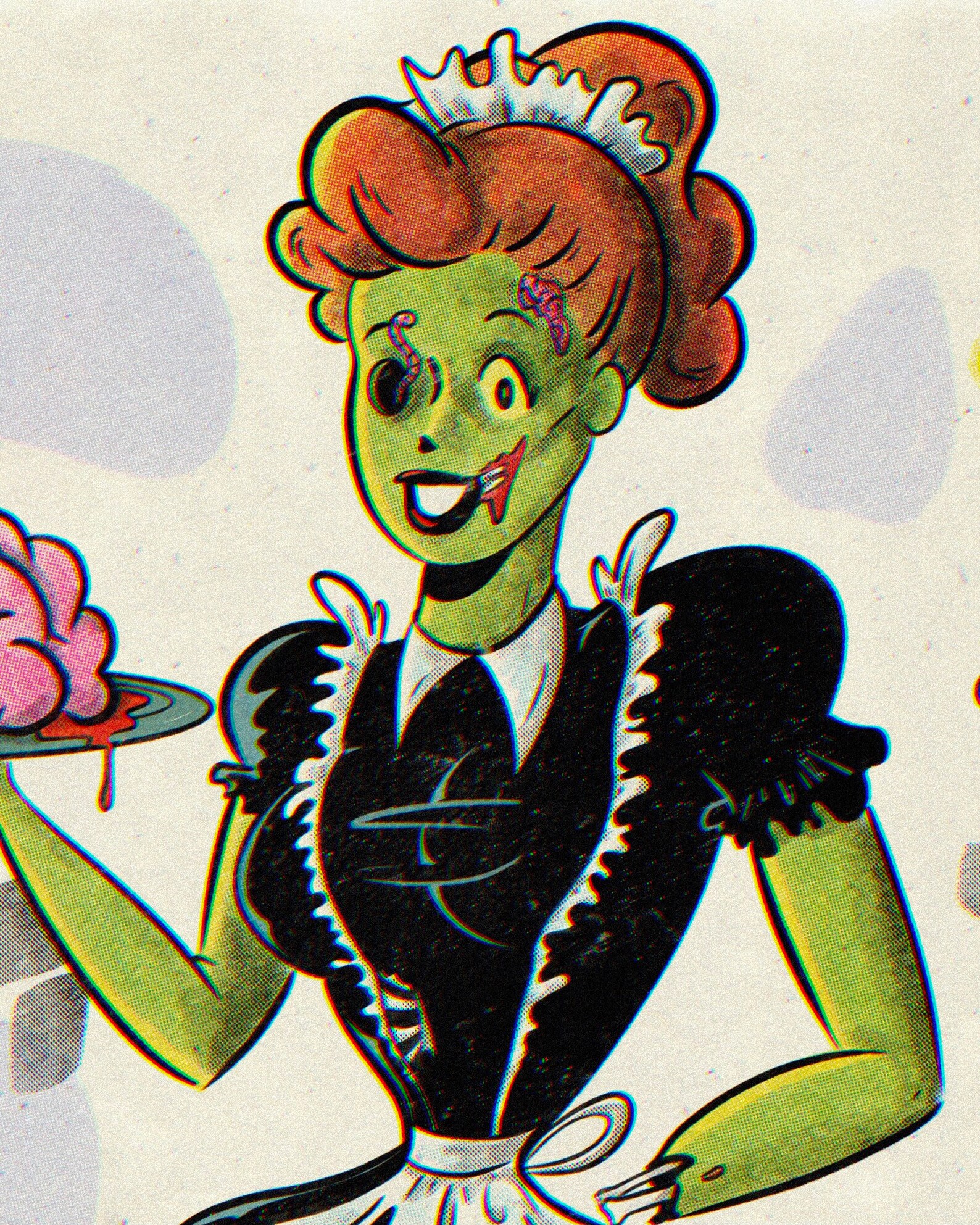 Zombie Maid dinners Served Art Print Mid Century - Etsy UK
