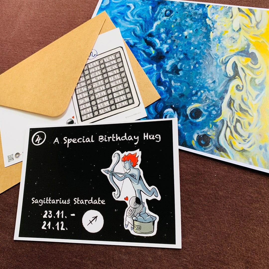Zodiac Card - Hugonaut, Sagittarius, Birthday Card, Schütze ...