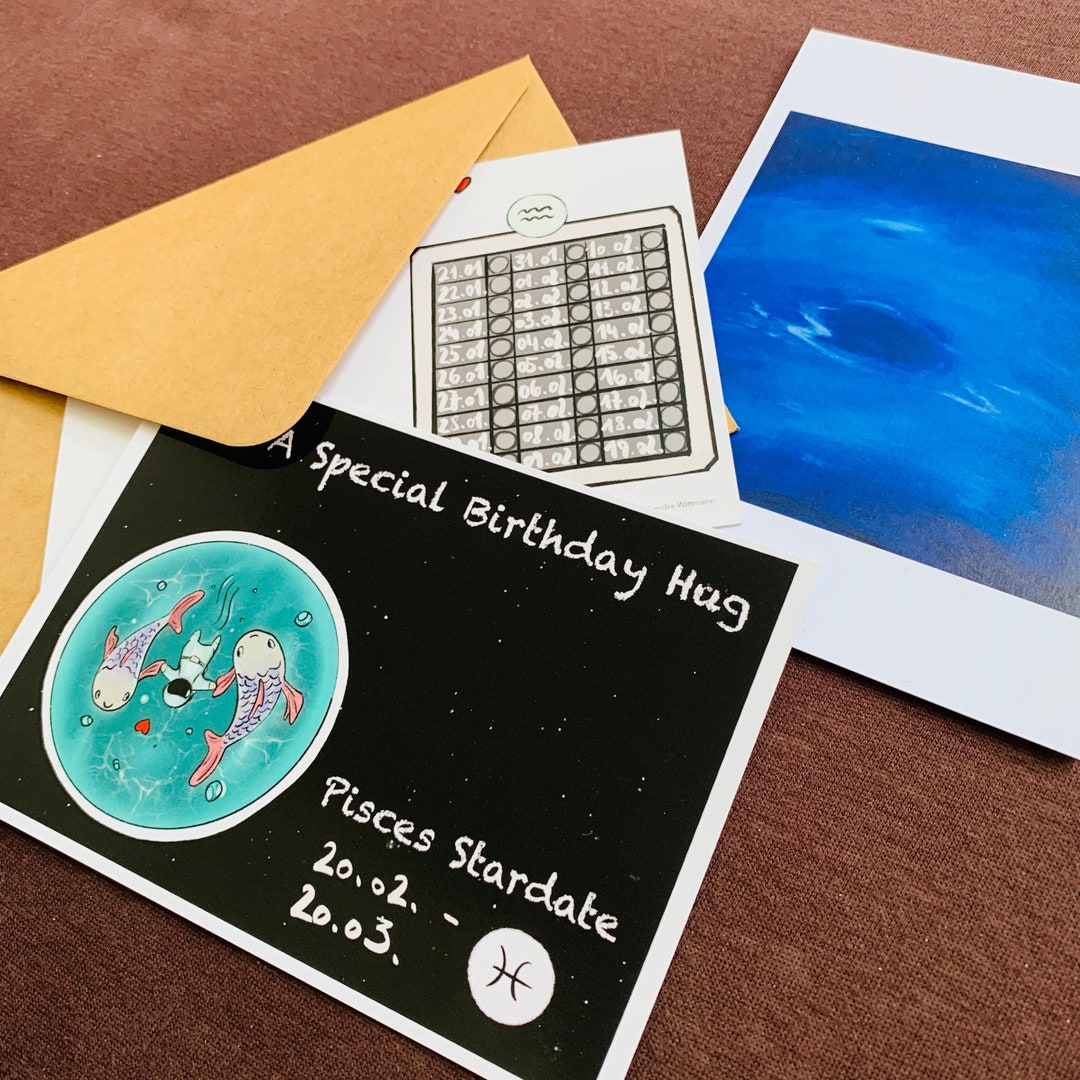 Zodiac Card Hugonaut Picses Birthday Card - Etsy