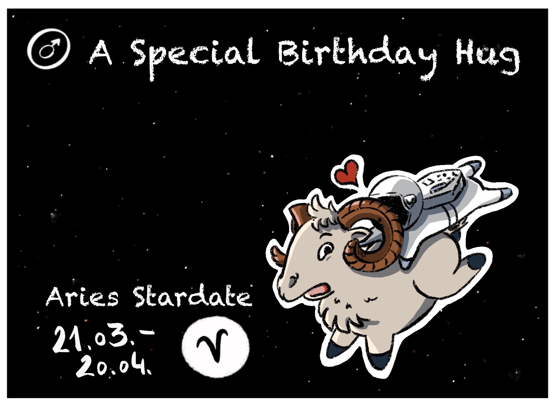 Zodiac Card Hugonaut Aries Birthday Card - Etsy