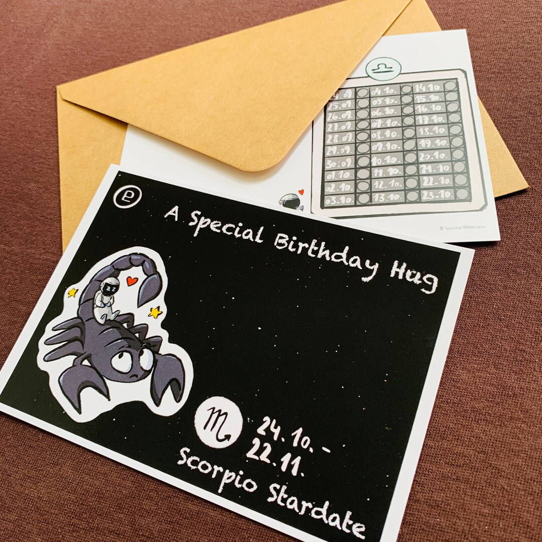 Zodiac Card - Hugonaut, Scorpio, Birthday Card, Skorpion ...