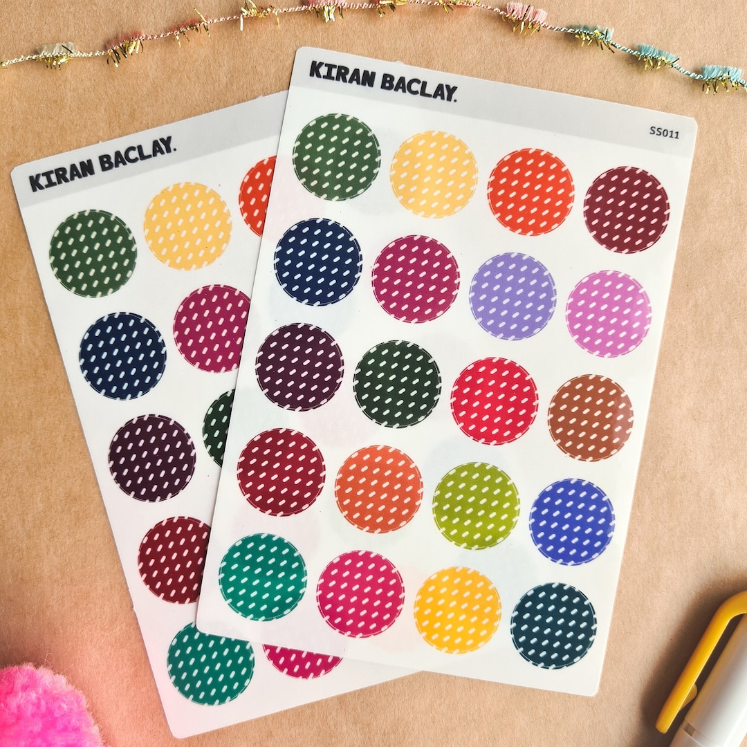 Dashed Line Pattern Circle Stickers Decorative Stickers Bold Colours ...