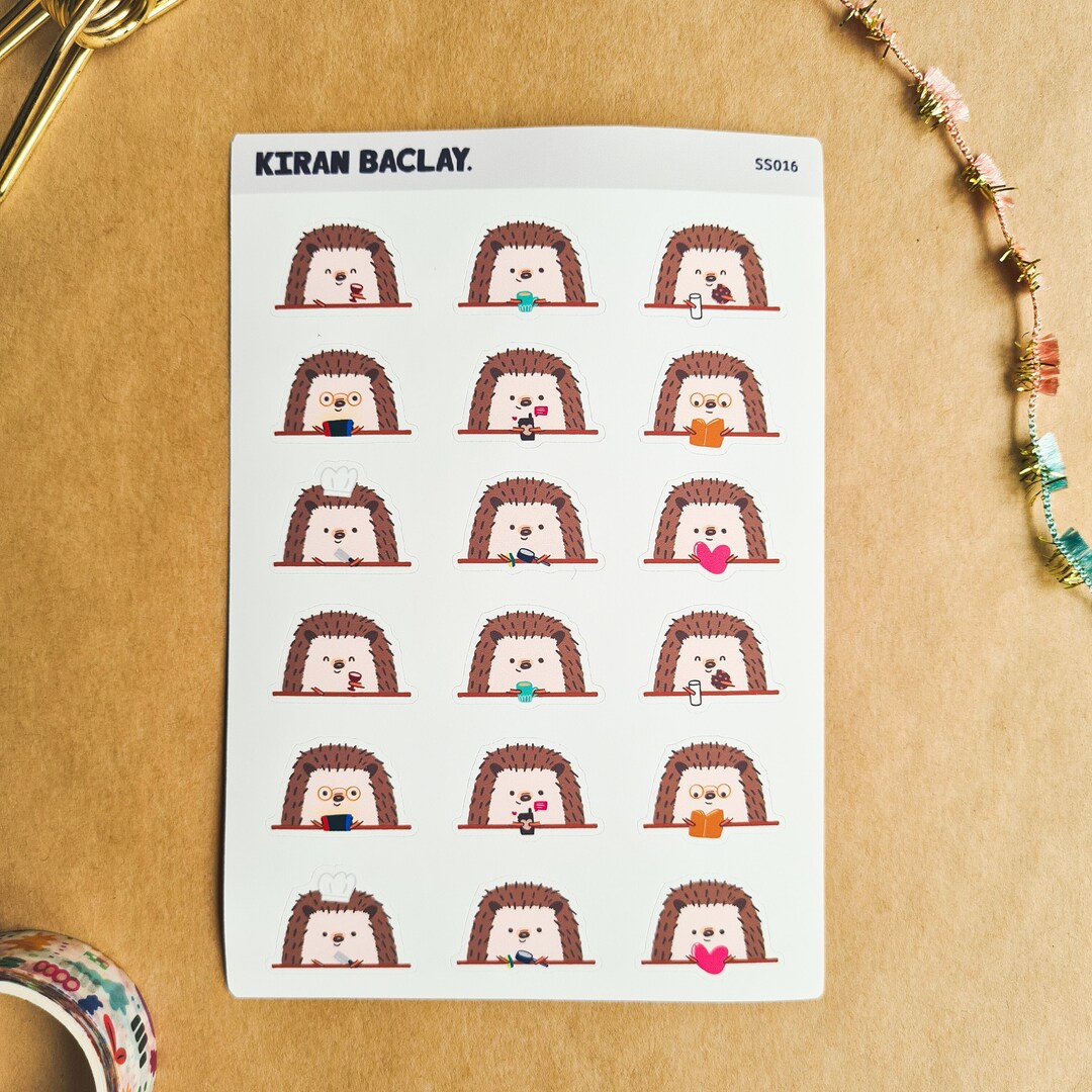 Cute Hedgehog Stickers Hedgehog Activities Sticker Sheet Cute Animal ...