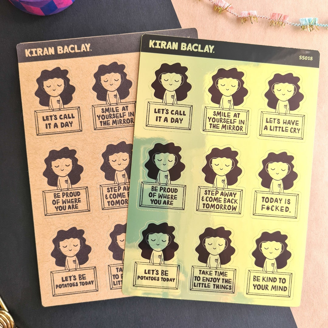 Doodle Lettering Sticker Sheet | Cute Sticker | Affirmations | Quotes ...