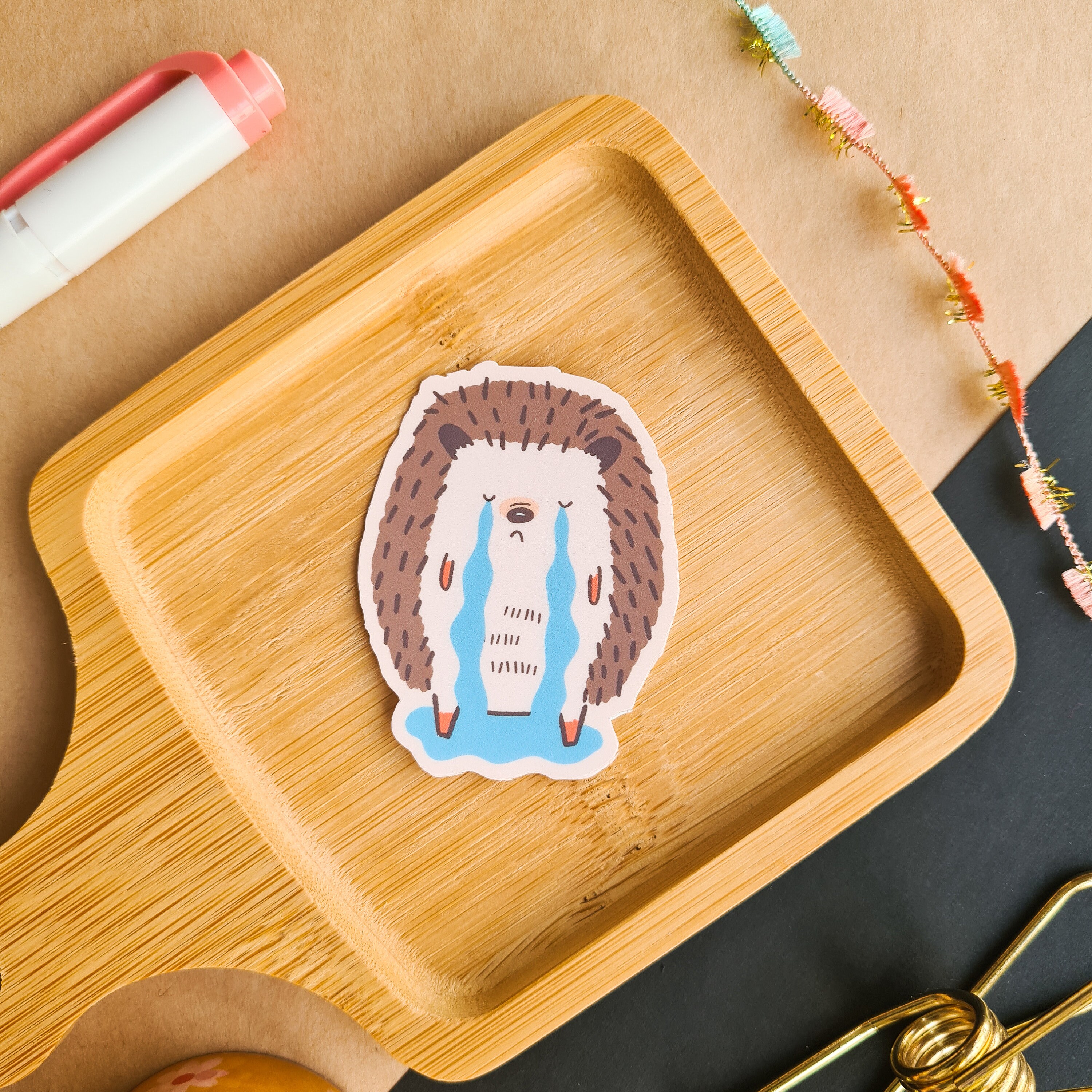 Cute Crying Hedgehog Sticker Cute Kawaii Animal Sticker - Etsy
