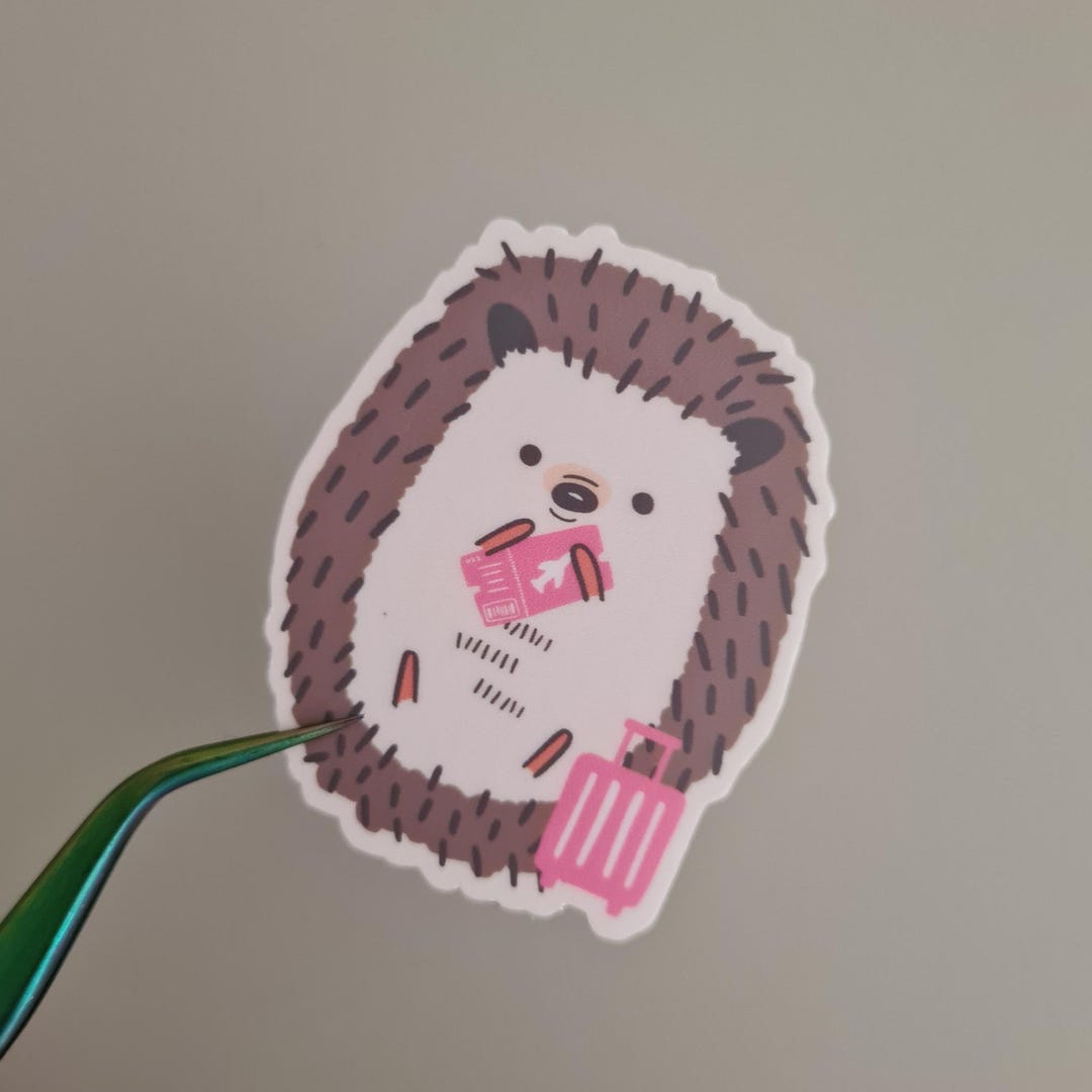 Cute Travelling Hedgehog Sticker | Cute Animal Sticker | Journal ...