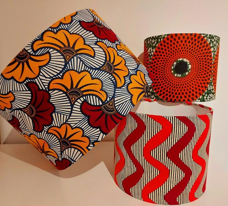 Afro Decor Drum Lampshade/ Wax Print Lamps Sunset Shade, African Print ...