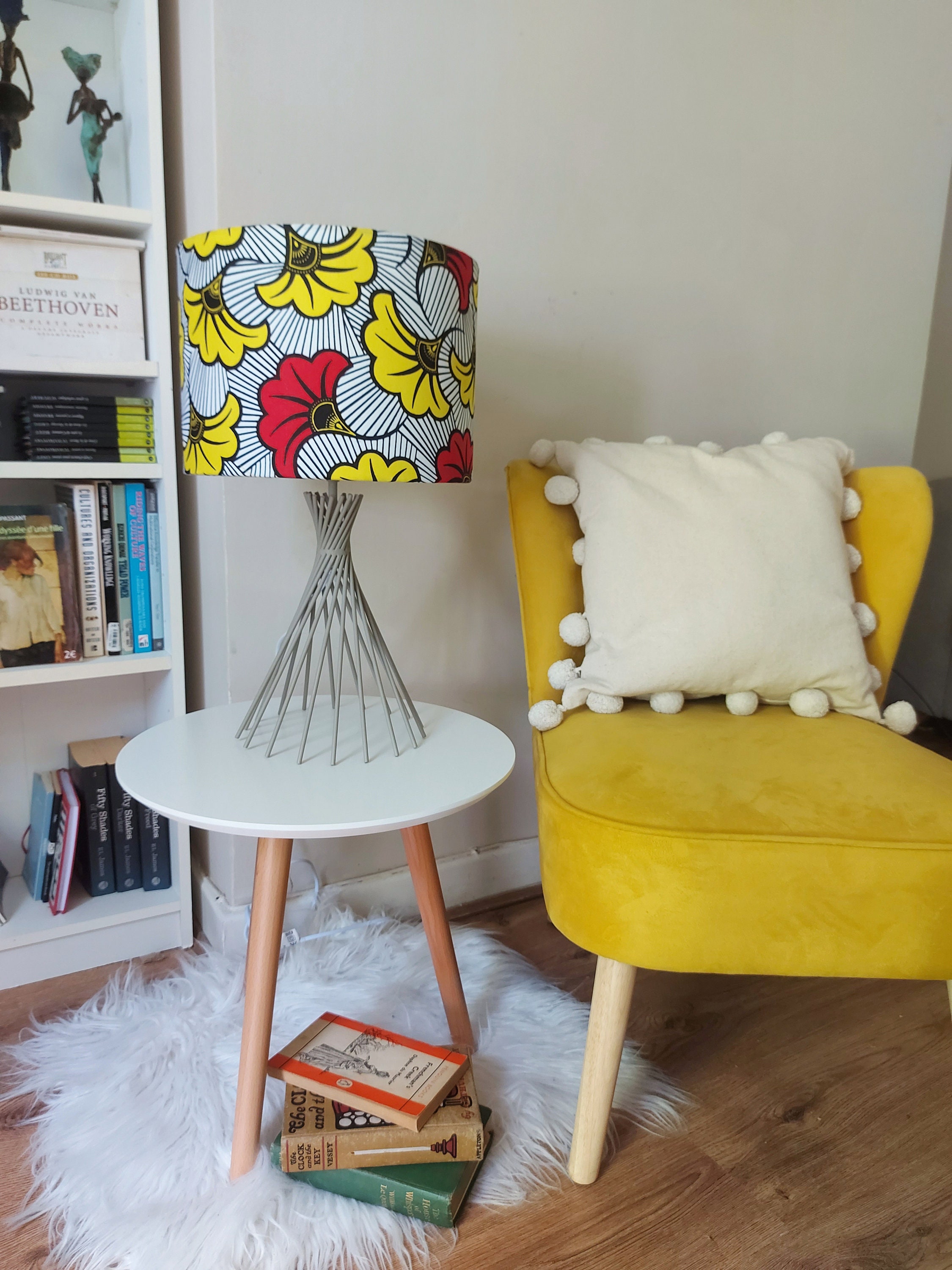 Afro Decor Drum Lampshade, Wax Print Lampshade, African Print Lampshade ...