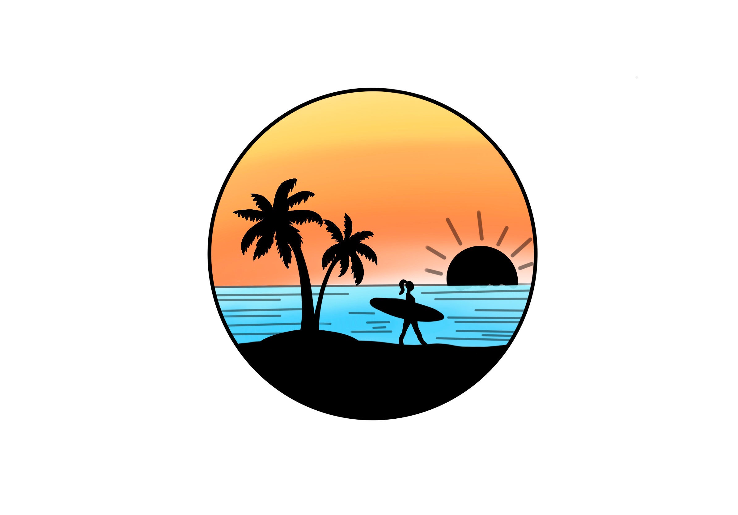 Sunset Beach Sticker, Surfer Sticker, Sunset Sticker, Beach Sticker - Etsy